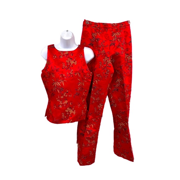 The Red Dress Collection | Pants & Jumpsuits | Red Satin Asian 2 Piece ...